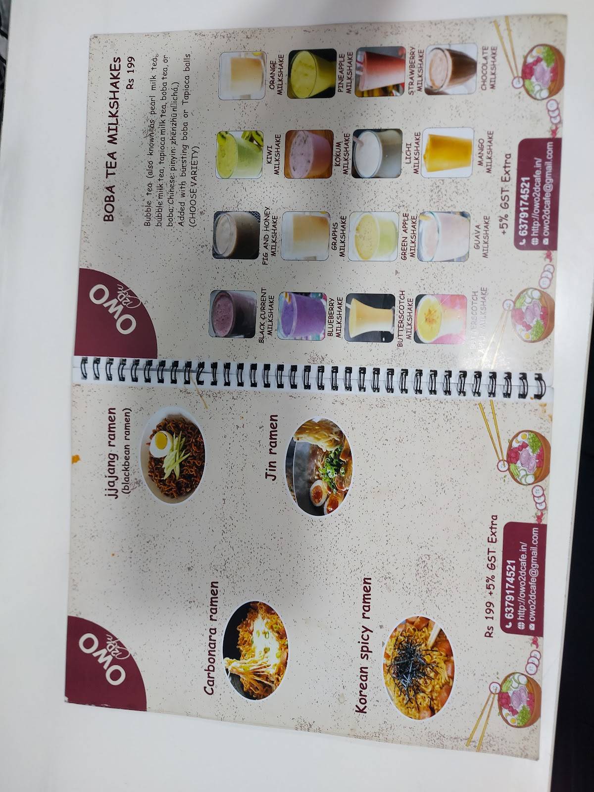 Menu at Lachimolala @ owo 2d cafe, Coimbatore