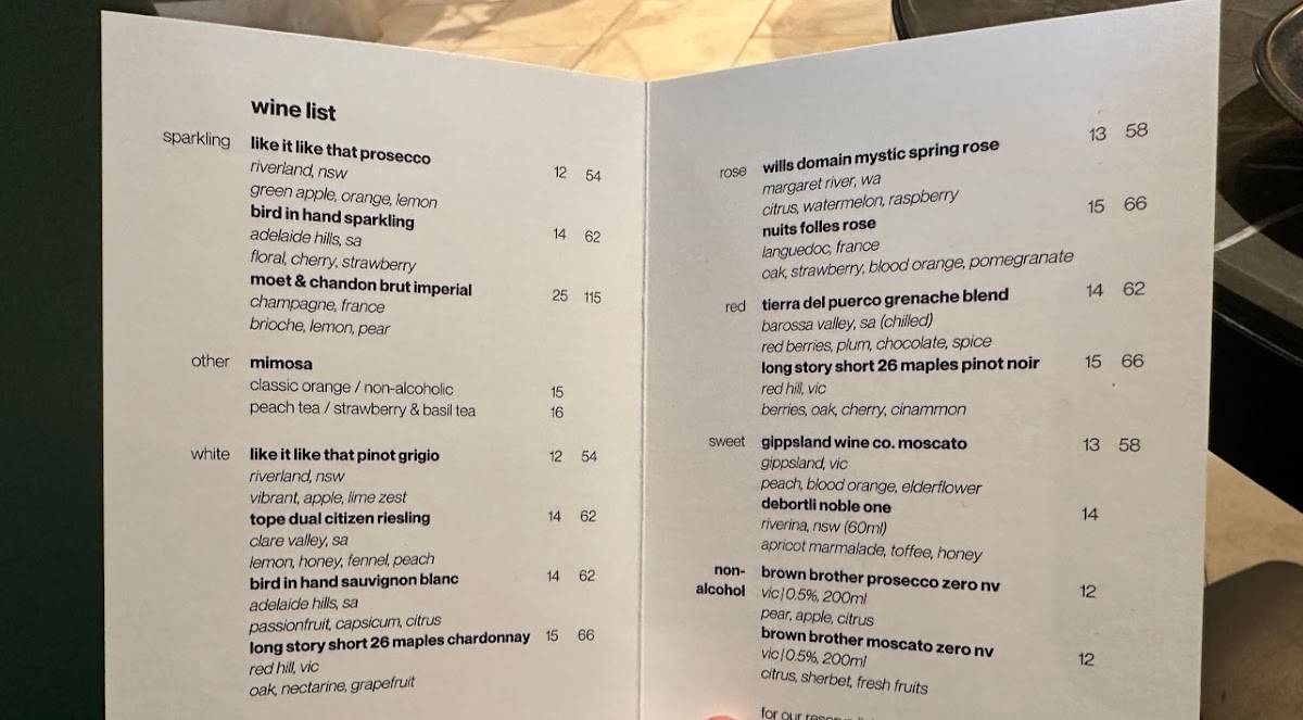 Menu at Oxi Tea Room cafe, Carlton