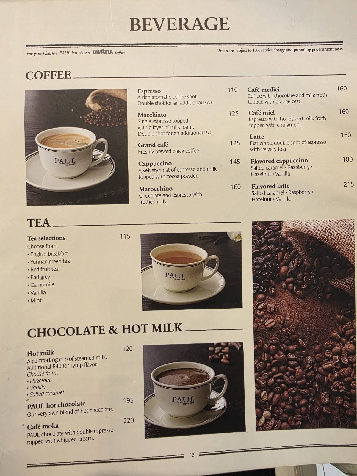 Menu at PAUL Boulangerie et Patisserie cafe, Taguig, G/F Bench Tower