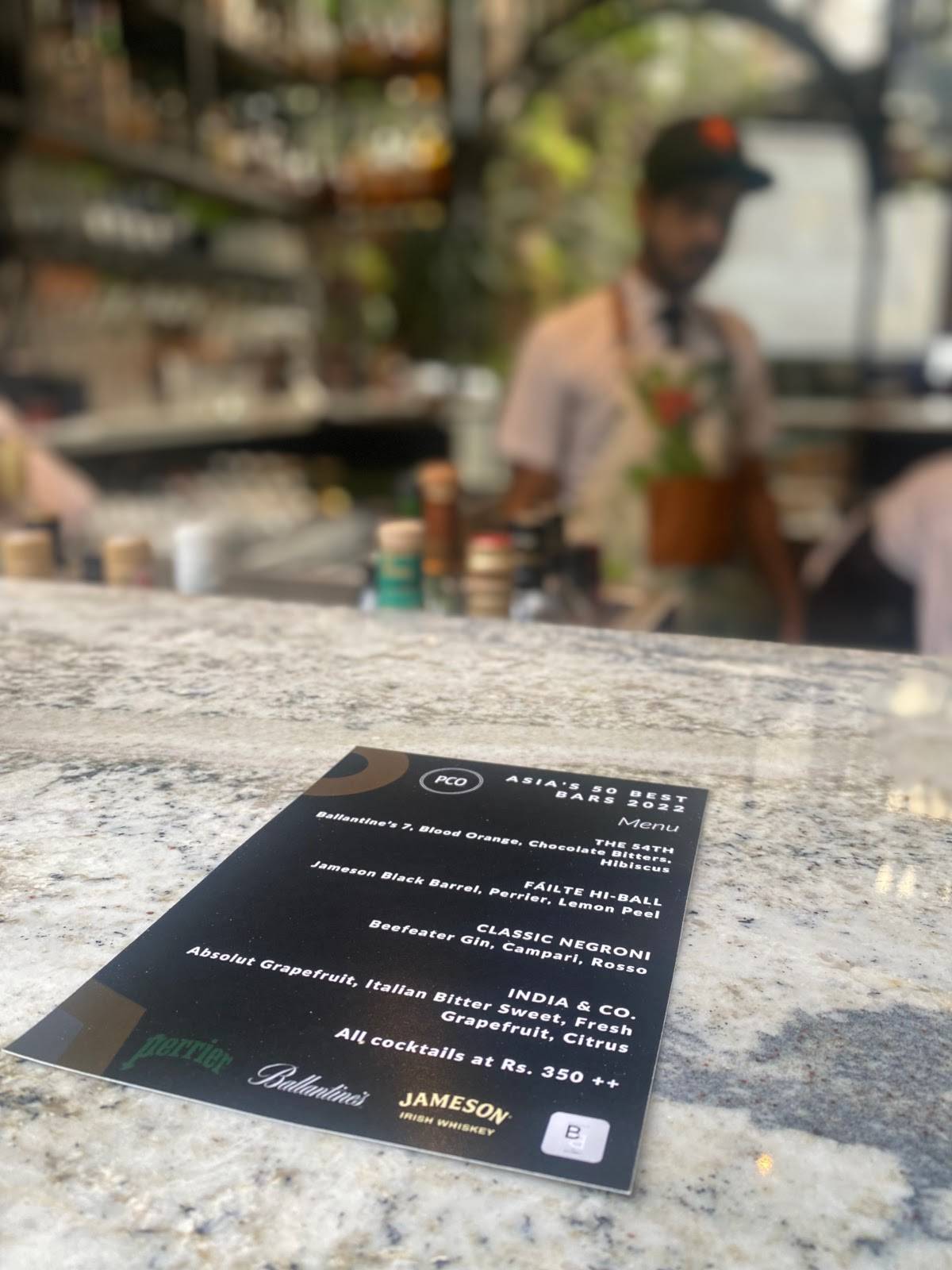 Menu at PCO Cocktail Bar, Mumbai