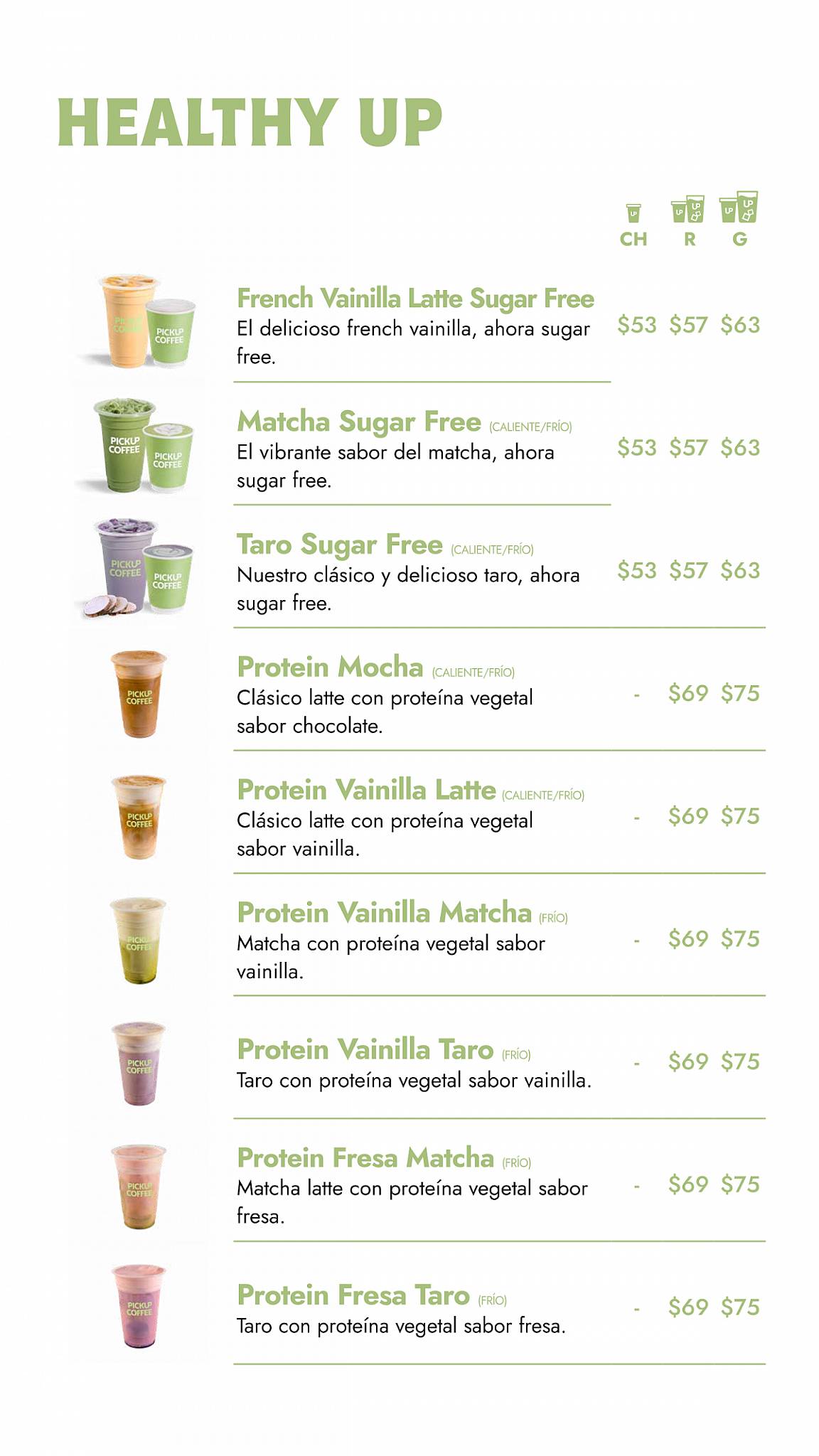 Menu at PICKUP COFFEE - Plaza Américas pub & bar, Ecatepec de Morelos