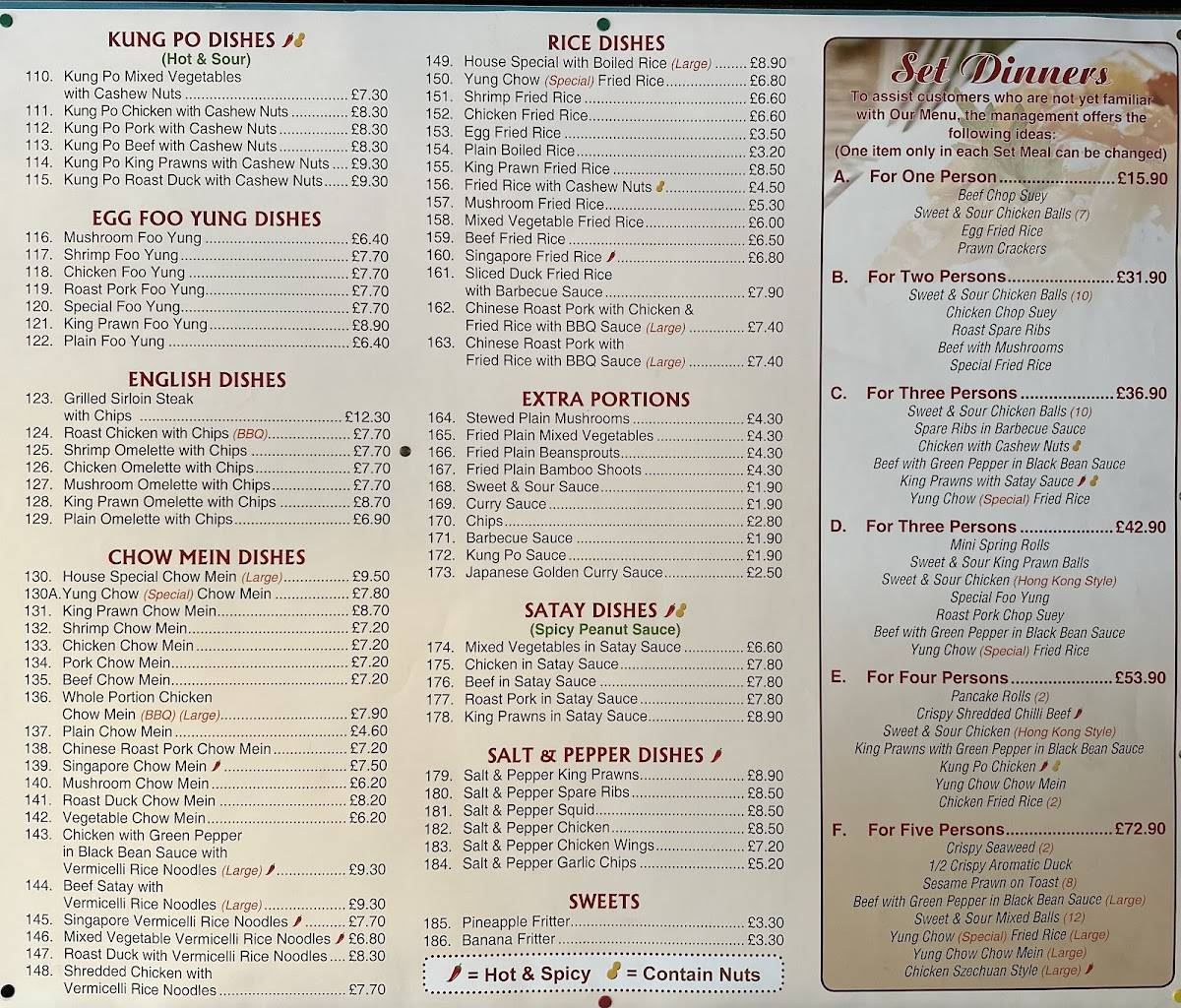 Menu at PO Wah fast food, Hook, 5 Station Rd