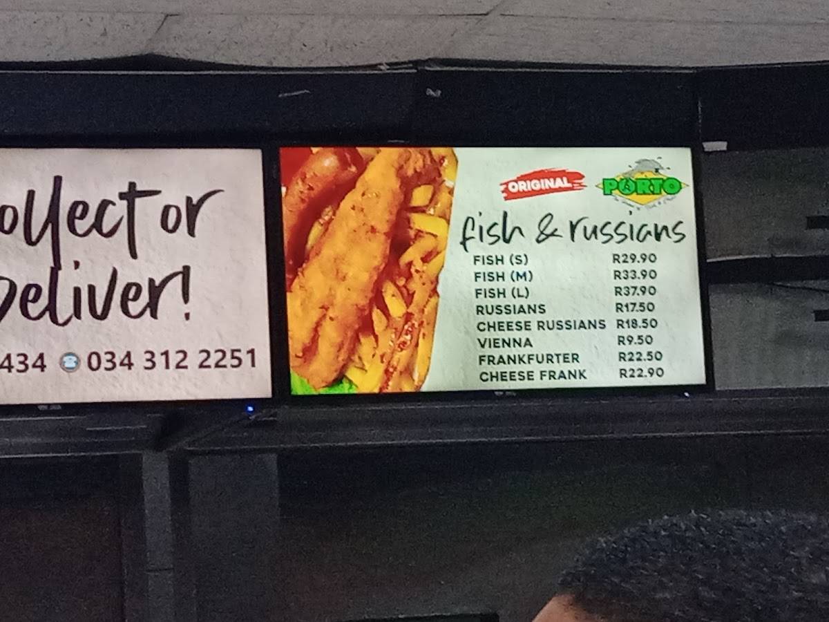 Menu at PORTO FISH & CHIPS restaurant, Newcastle, 66 Allen St