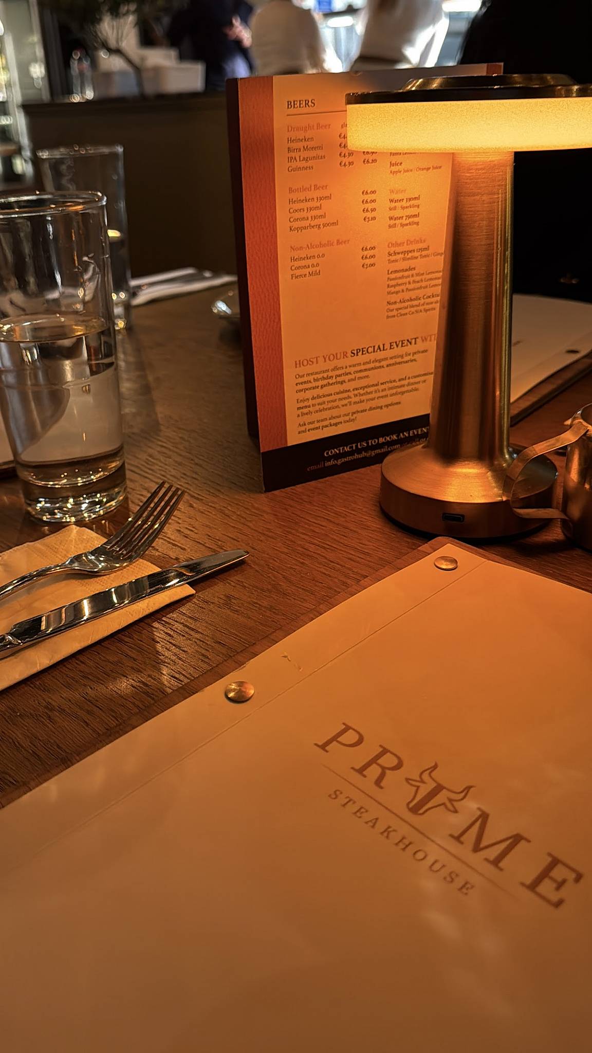 Menu at PRIME Steakhouse, Ashbourne