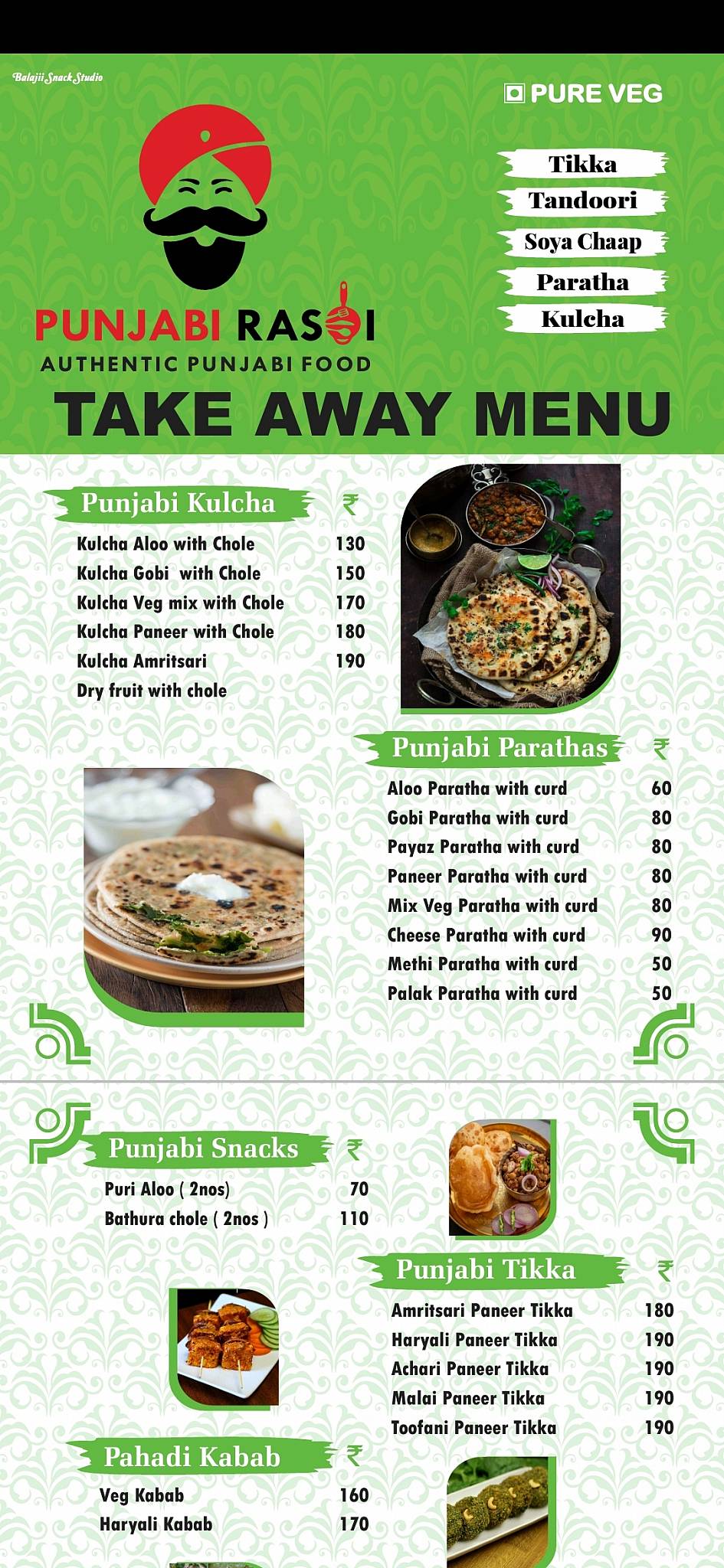 Menu at PUNJABI RASOI, Hyderabad, Plot no 10