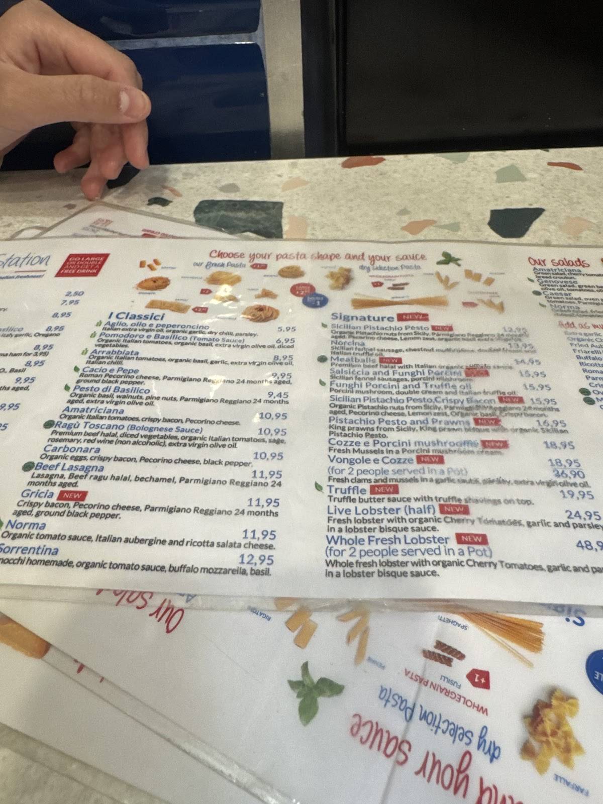 Menu at PaStation London restaurant, London