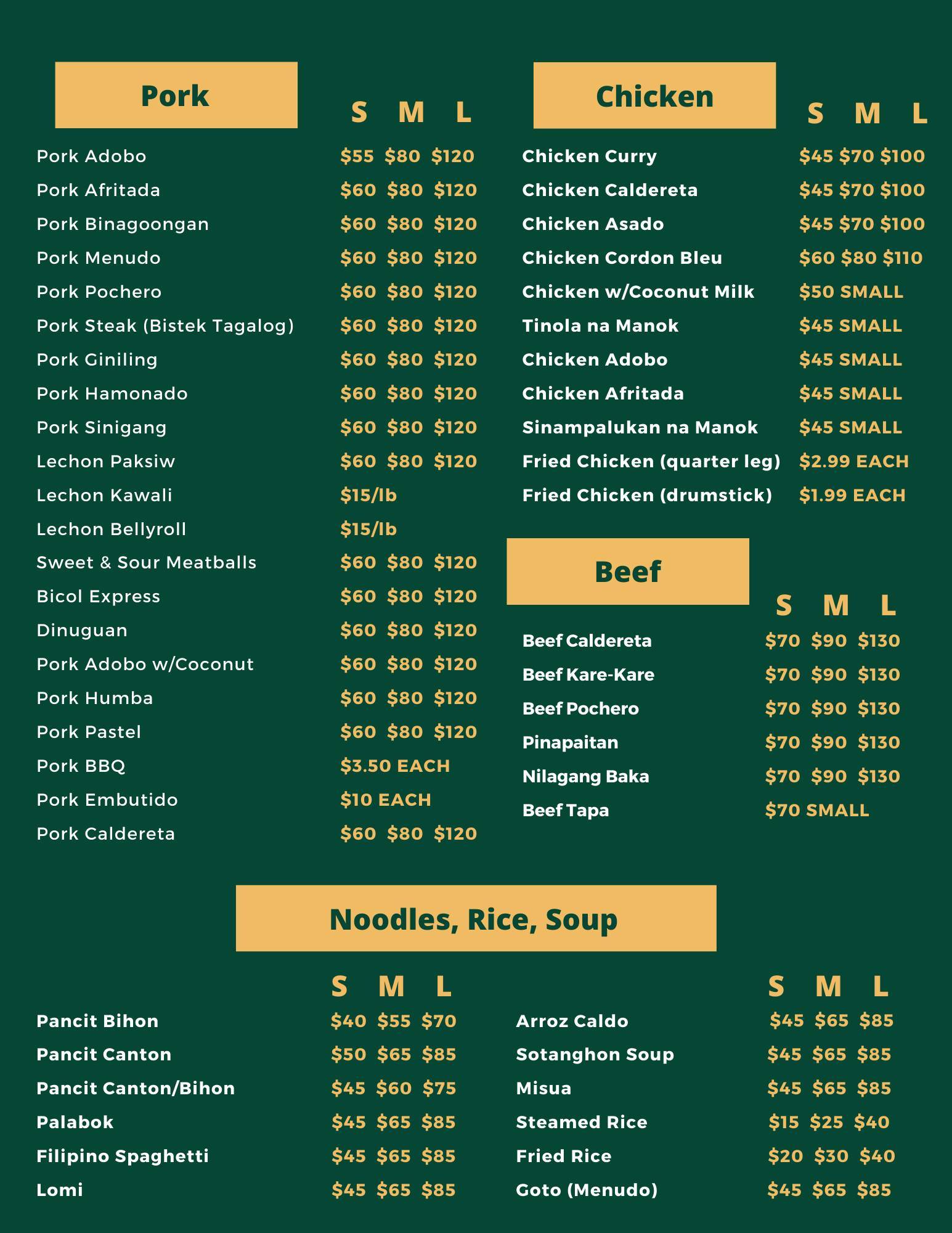 Menu at Pacific Island Kitchen Oriental Market & Filipino Cuisine ...