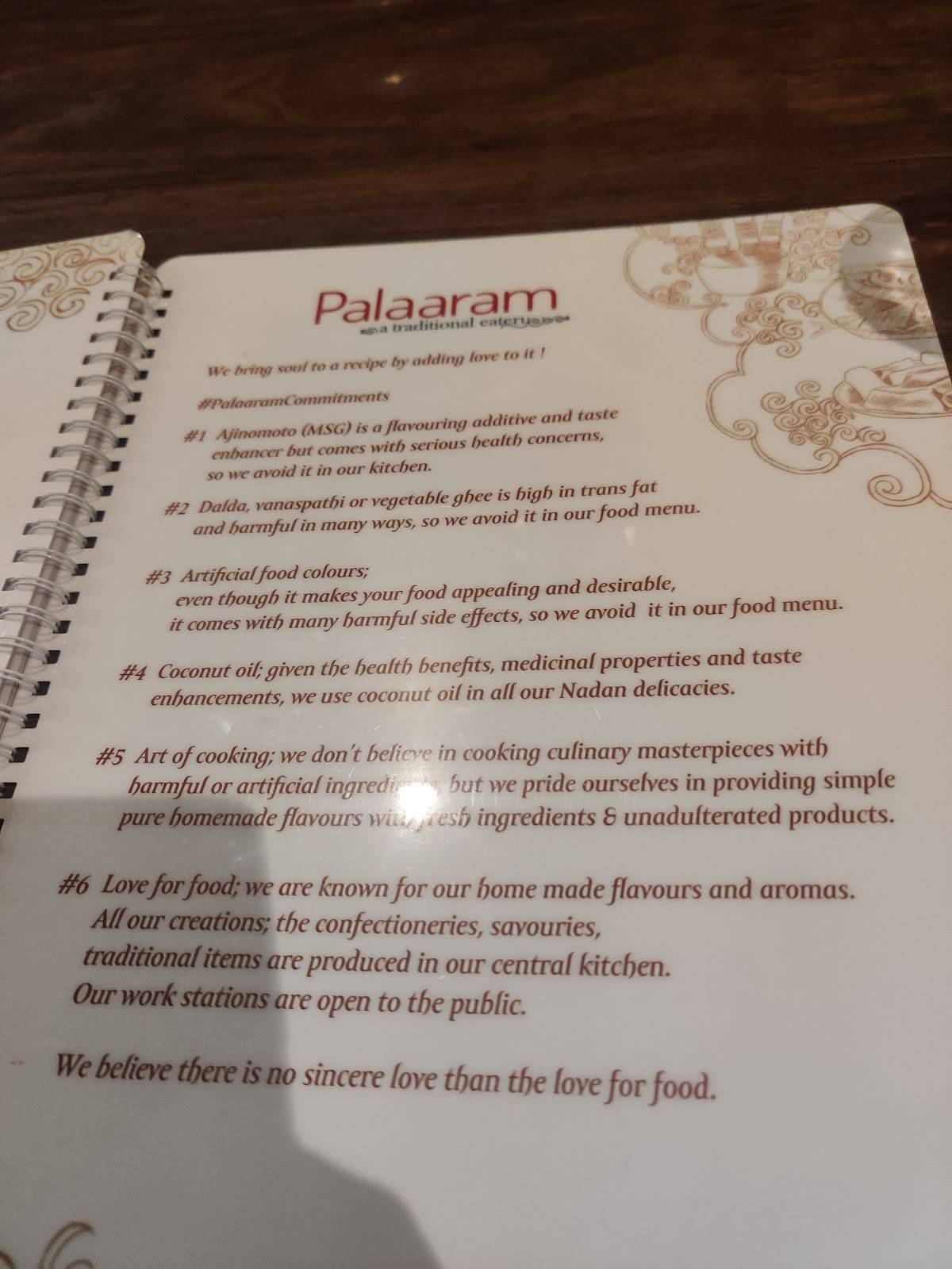 Menu at Palaaram Kakkanad, Kochi, Seethys Tower