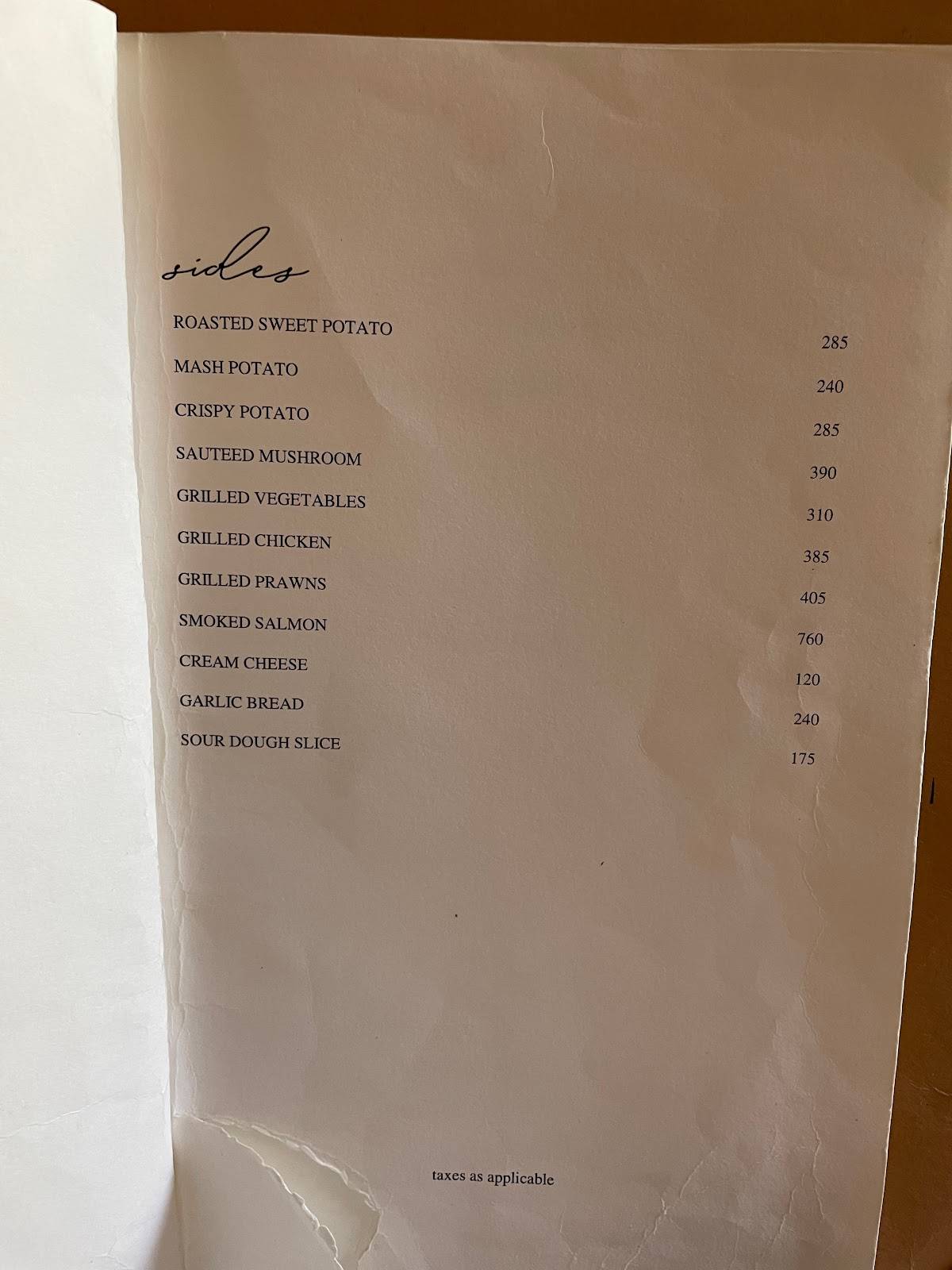 Menu at Pali Village Café, Mumbai, 10 Adarsh Nagar