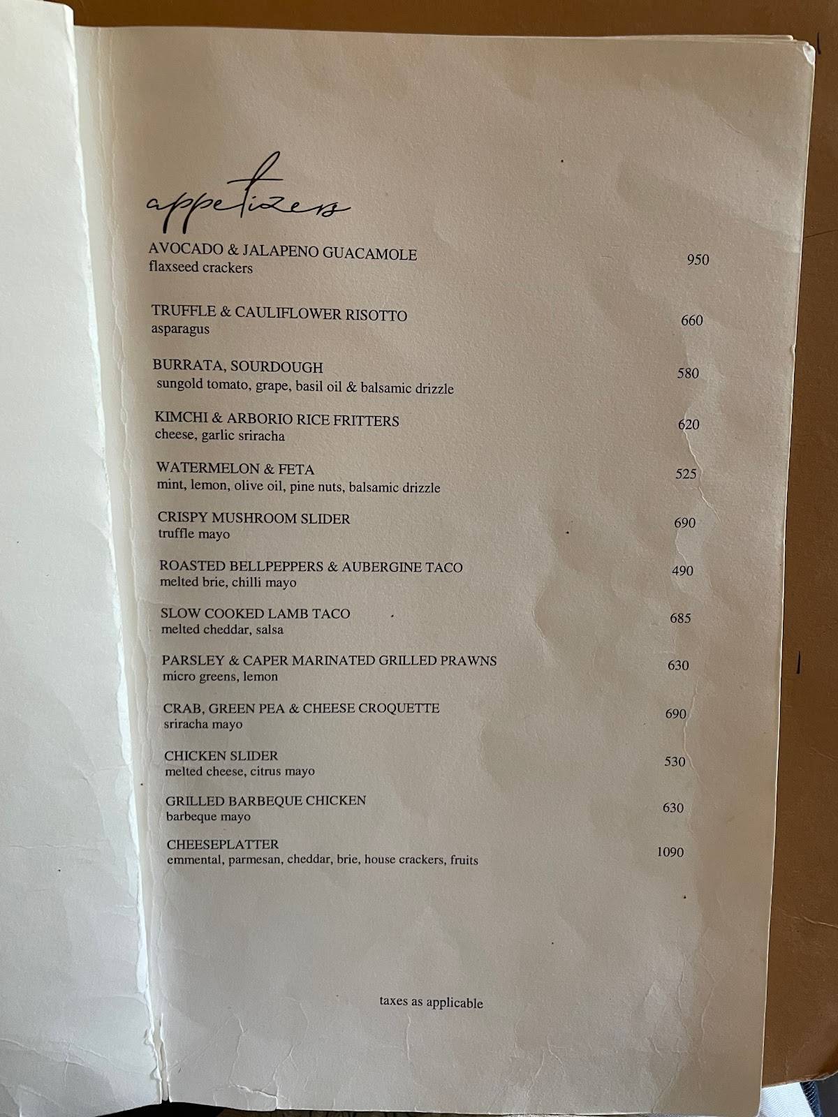 Menu at Pali Village Café, Mumbai, 10 Adarsh Nagar