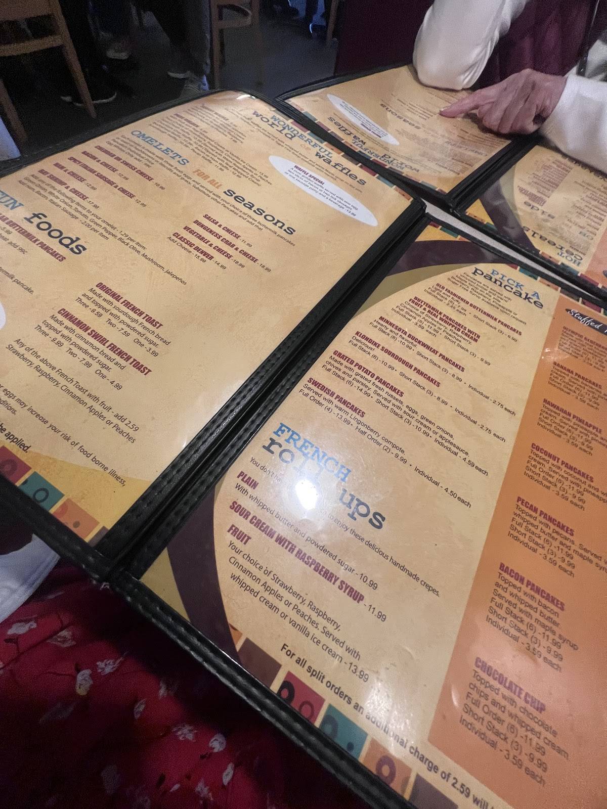 Menu at Pancake Haus restaurant, Edmonds
