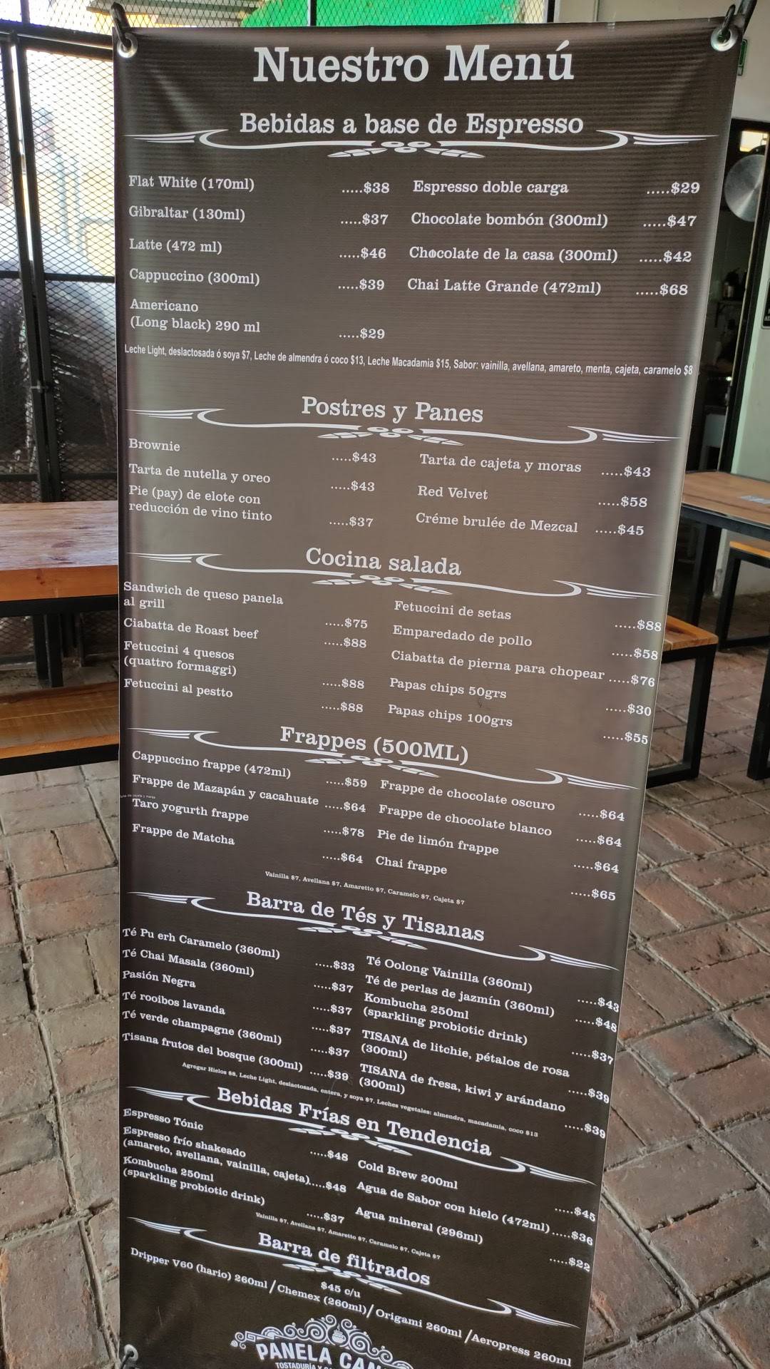Menu at Panela Canela cafeteria, San Andres Cholula, Calle 2 Nte. 801