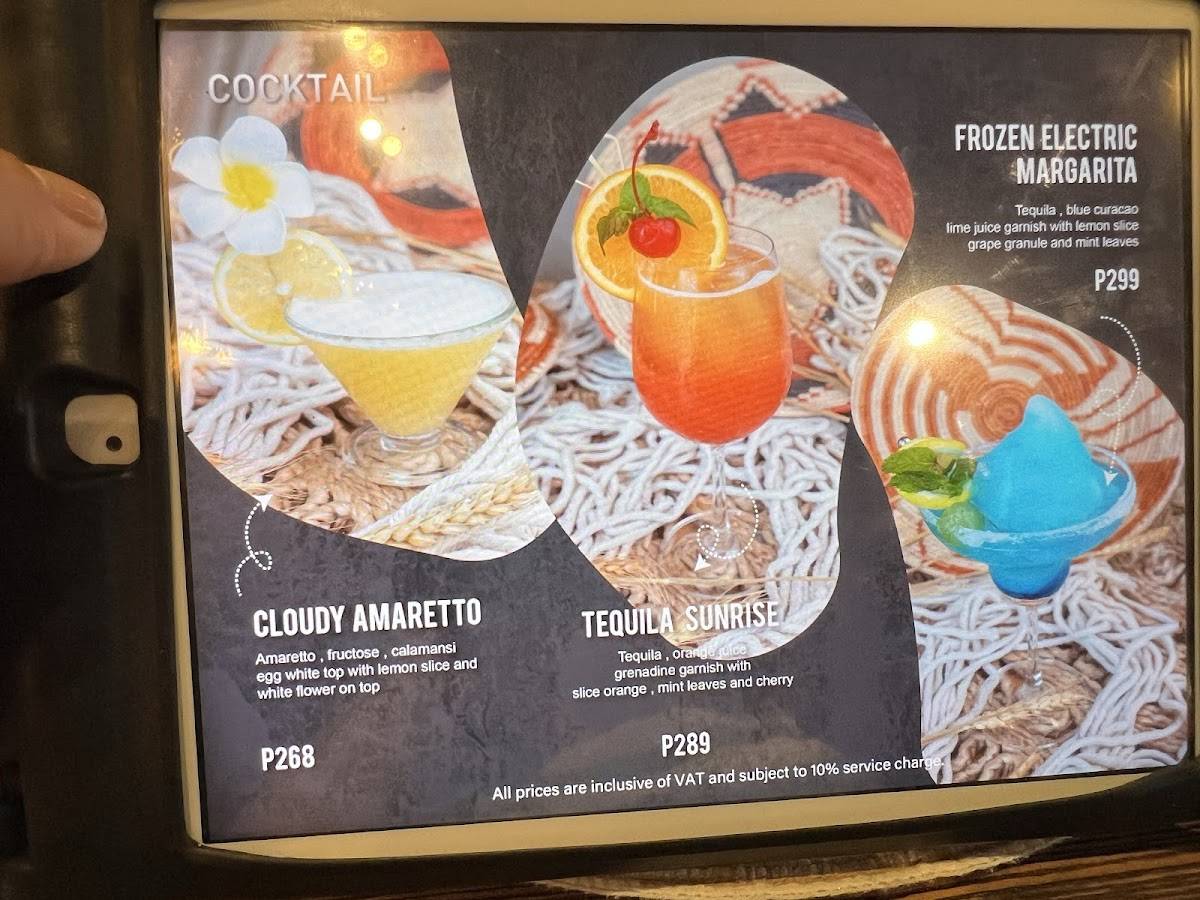 Menu at MOSA restaurant, Panglao