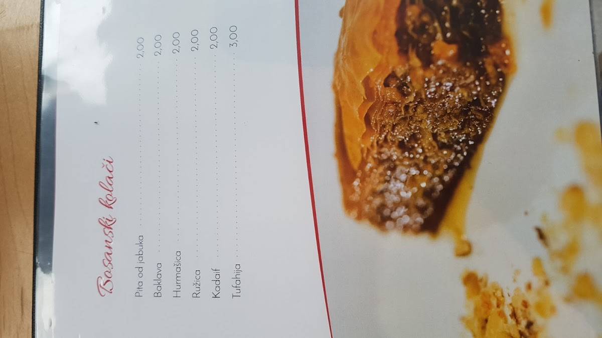 Menu at Panna Cotta restaurant, Ilidža, R8J4+5GH
