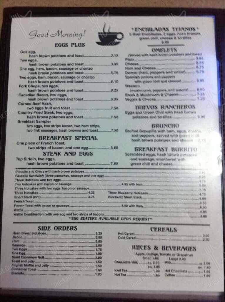 Menu at Pantry Restaurant, Pueblo