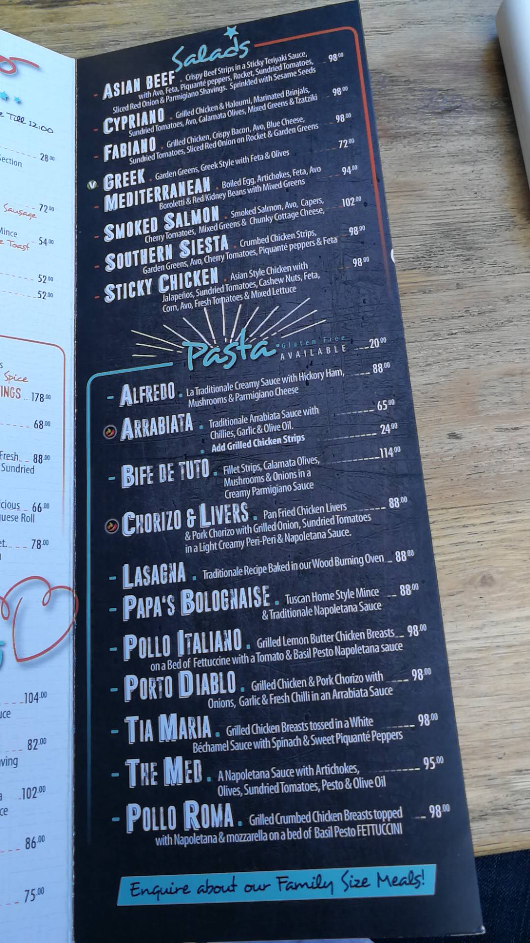 Menu at Papa Pronto - Witkoppen restaurant, Randburg, 285 Church Street ...