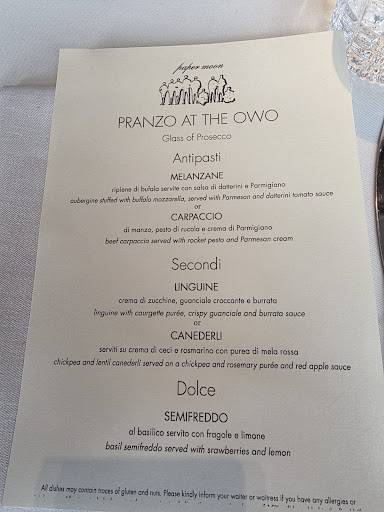 Menu at Paper Moon London restaurant, London