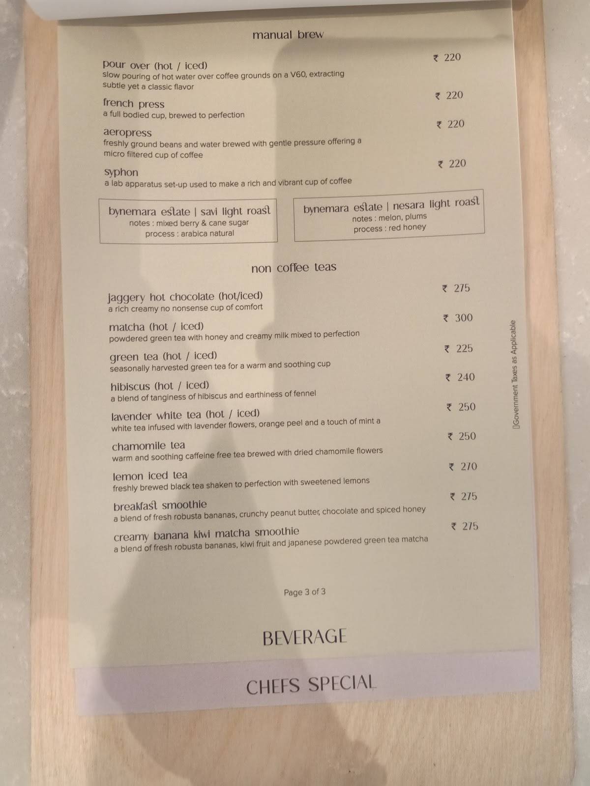 Menu at Paper & Pie, Bengaluru, 66/2