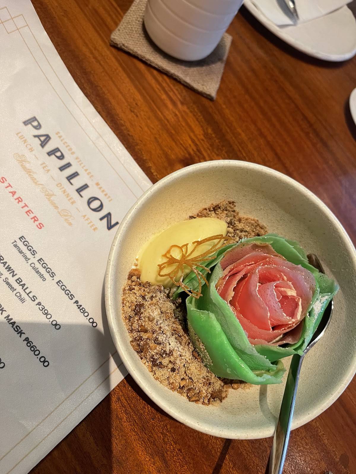 Menu at Papillon restaurant, Makati, 129 Tordesillas