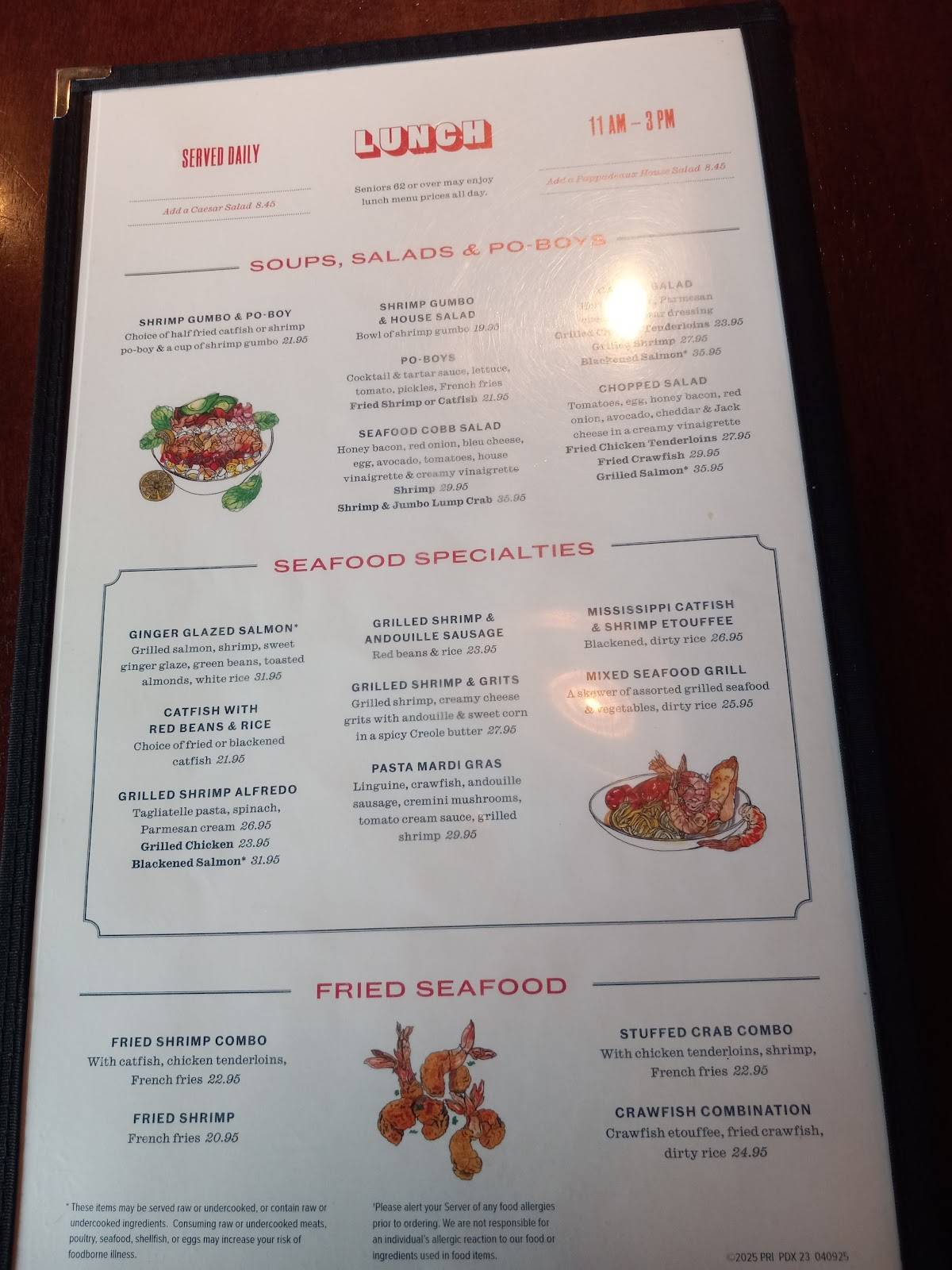 Menu at Pappadeaux Seafood Kitchen restaurant, Greenwood Village, E ...