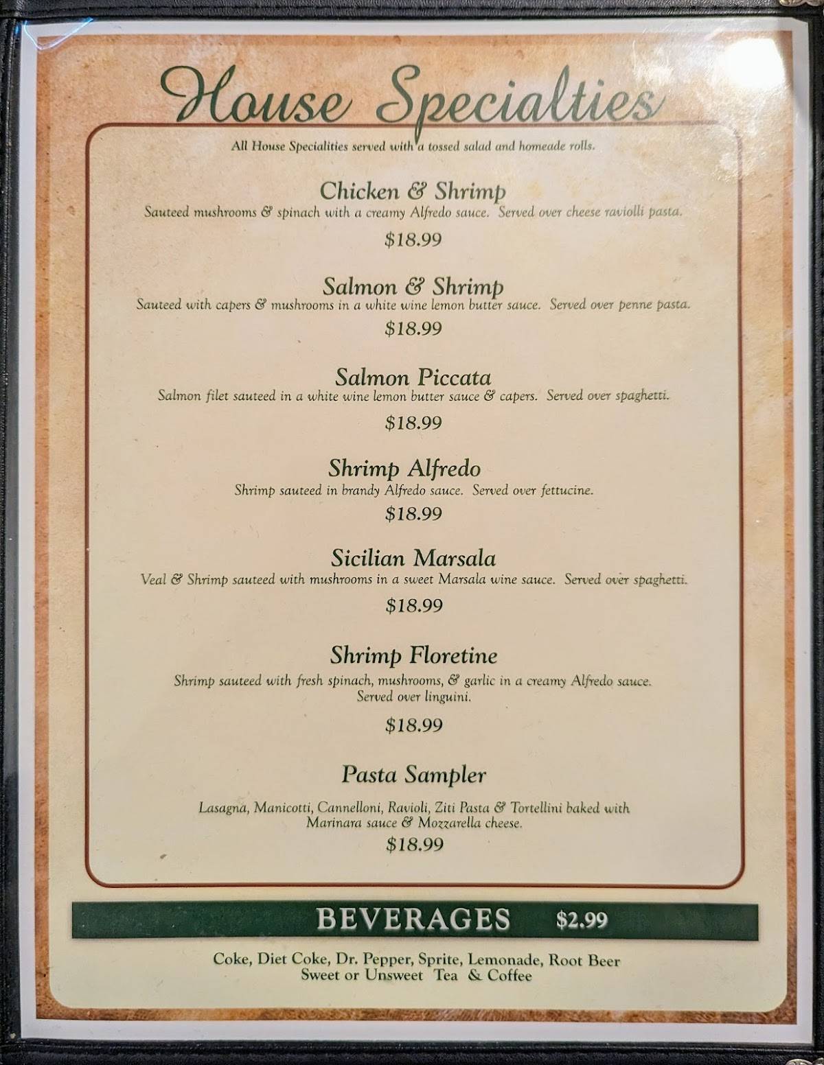 Menu at Pap's Italian Grill restaurant, Bandera, 632 TX-16