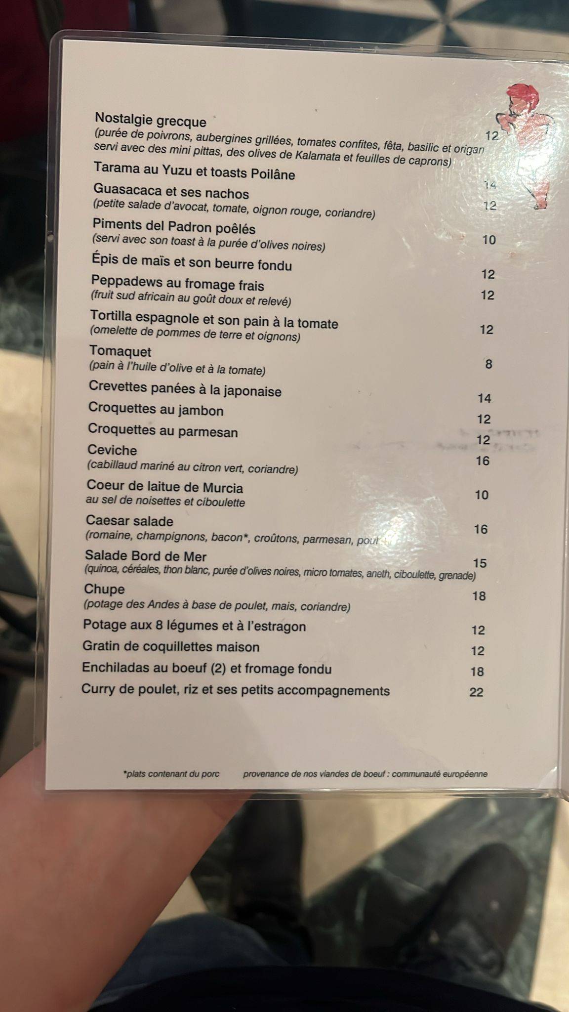 Menu at Dinand par Ferdi restaurant, Paris