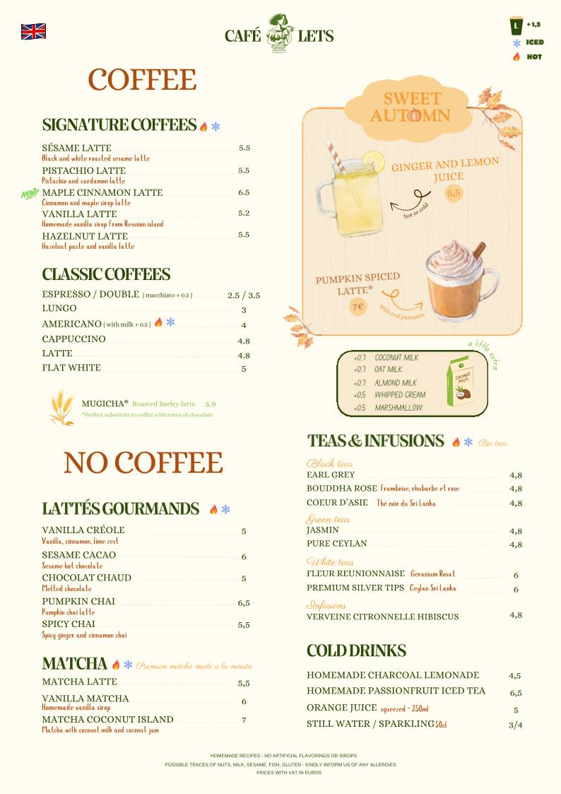 Menu at LETS Café & Atelier, Paris