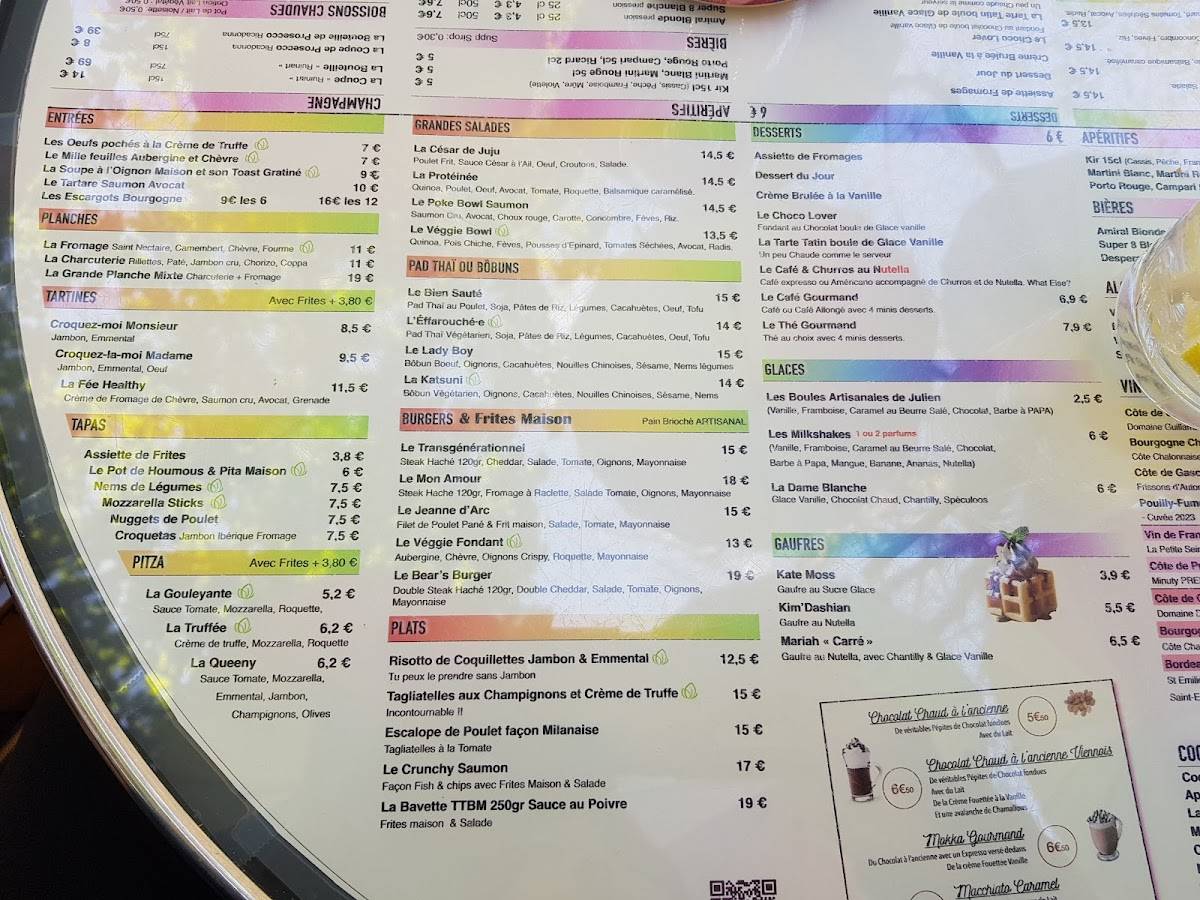 Menu au Le Ju' restaurant, Paris, 16 Rue des Archives