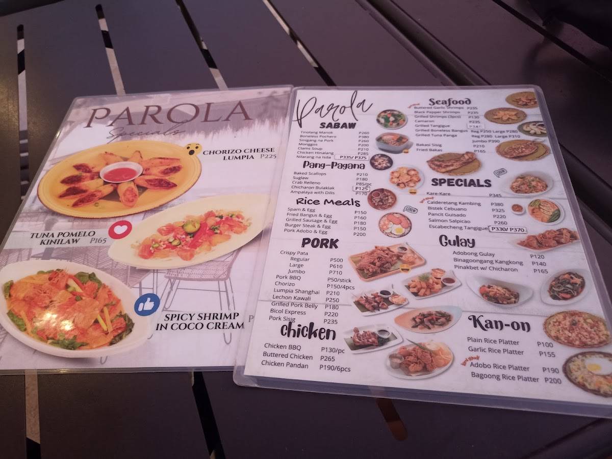 Menu at Parola Seaview Restaurant, Cordova