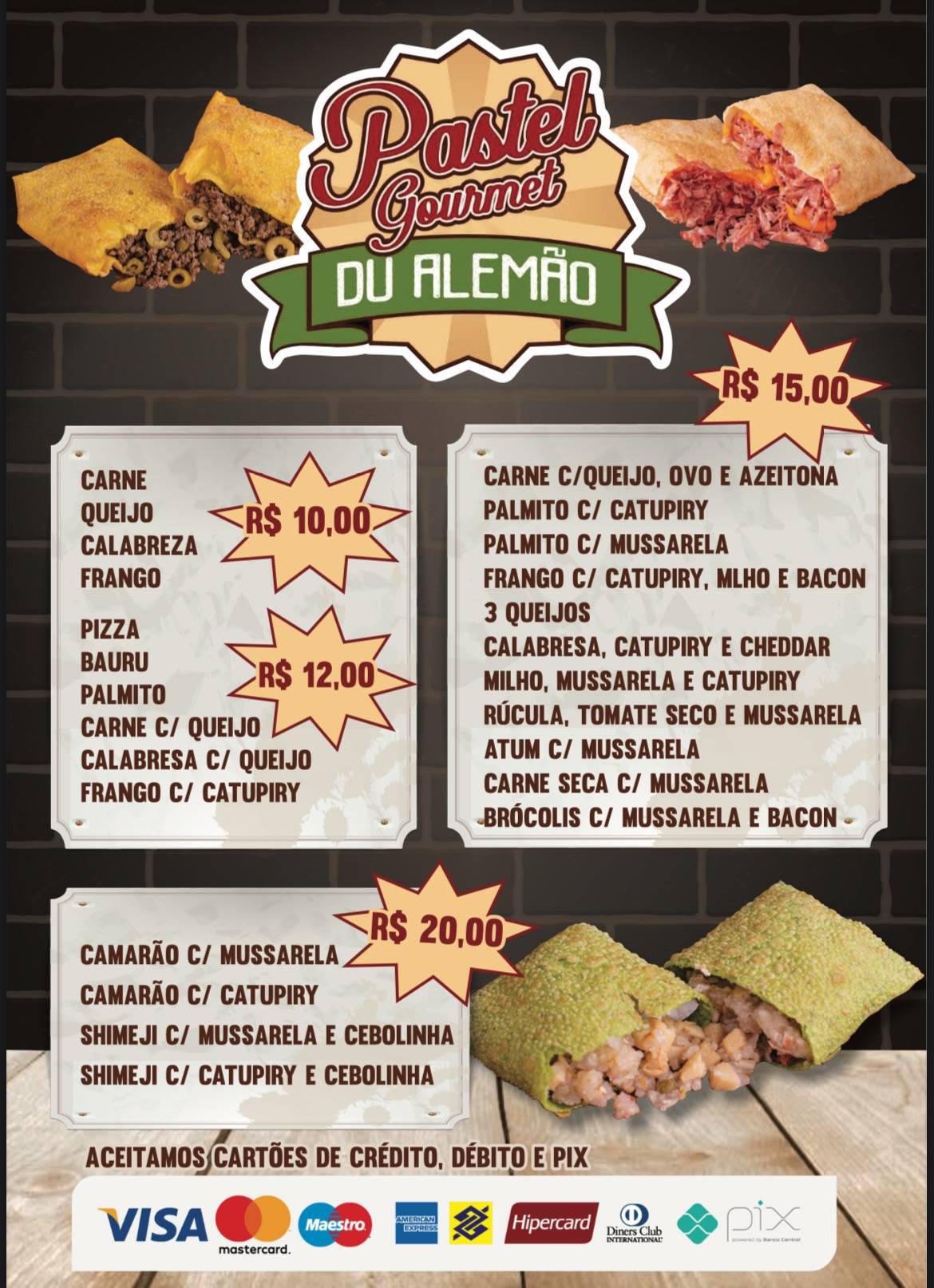 Menu at Pastel Gourmet Du alemão restaurant, Praia Grande