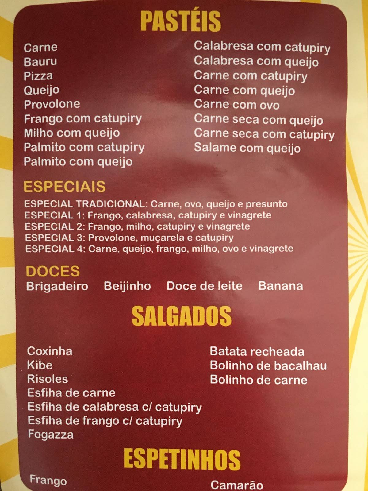 Menu em Pastelaria e Restaurante Oka Mangaratu, Santo André