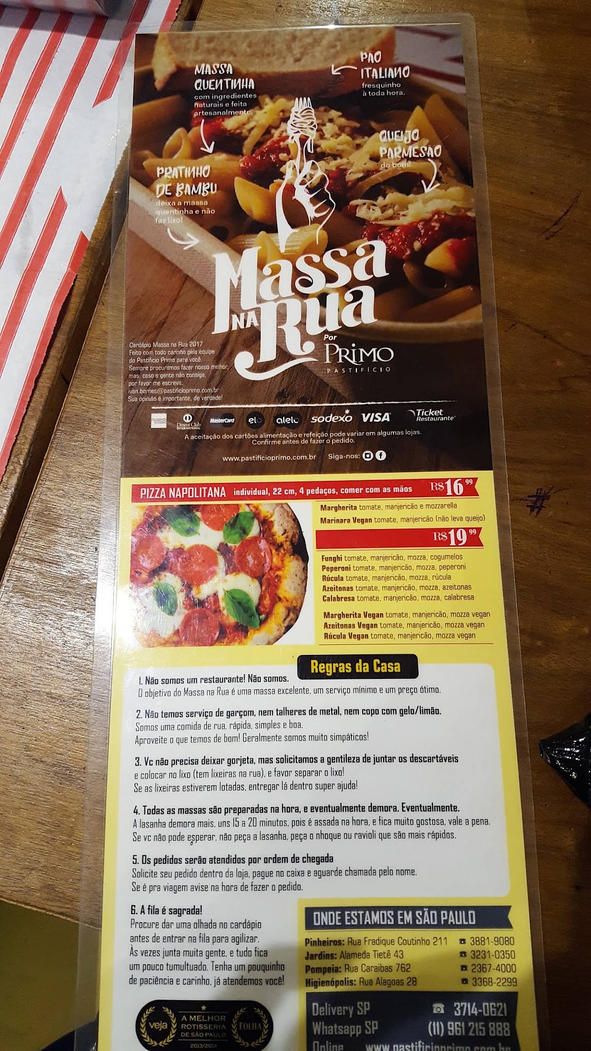 Menu em Pastificio PRIMO Jardins restaurante, São Paulo, Alameda Tietê