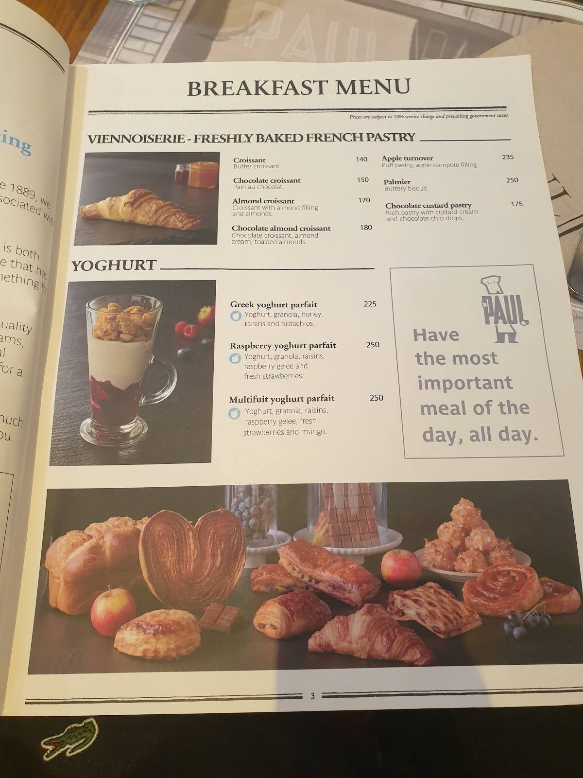 Menu at PAUL Boulangerie et Patisserie cafe, Taguig, G/F Bench Tower