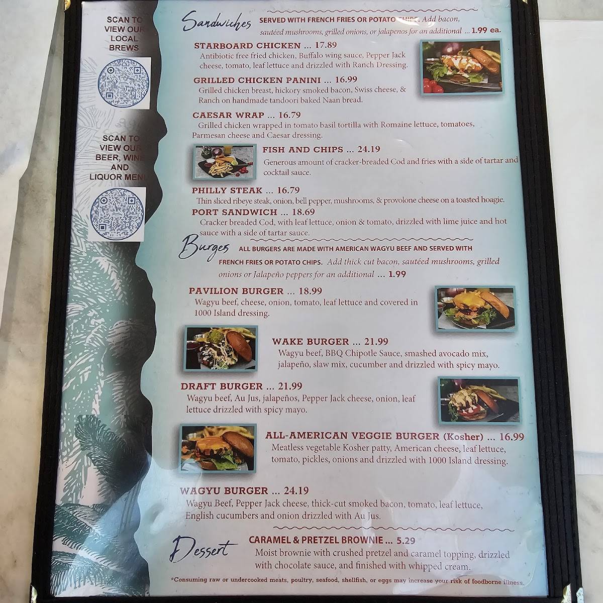 Menu at Pavilion Bar and Grill, Myrtle Beach
