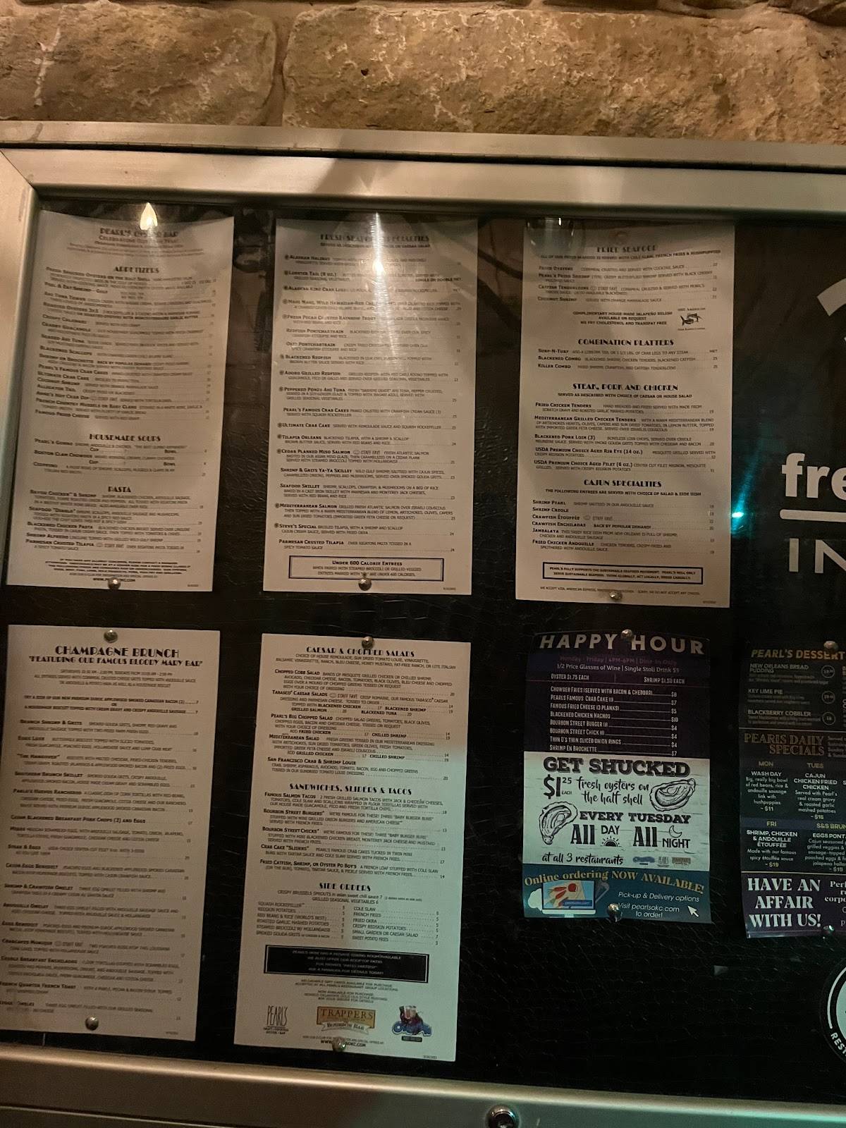 Menu at Pearl's Oyster Bar, Oklahoma City, N Classen Blvd