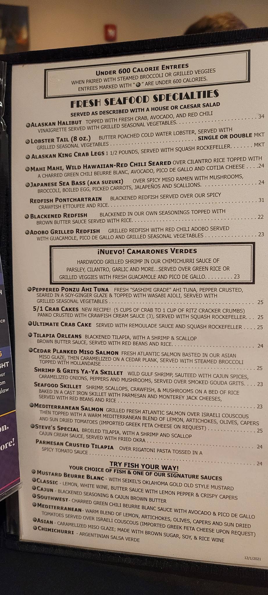 Menu at Pearl's Oyster Bar, Oklahoma City, N Classen Blvd