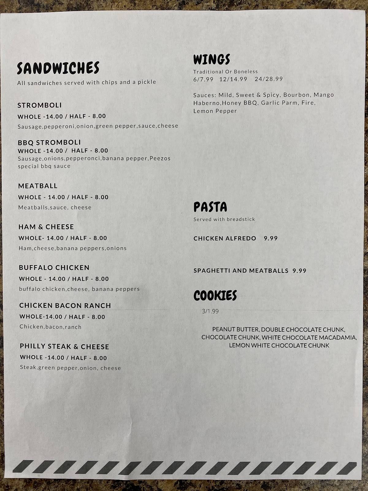 Menu at PeezO's Pizza pizzeria, Owensboro