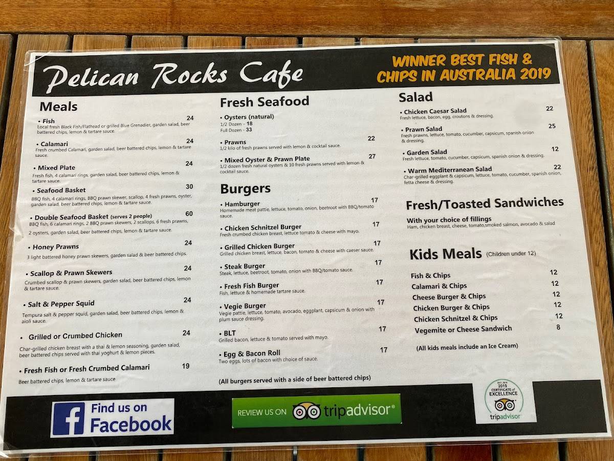 Menu at Pelican Rocks Seafood Restaurant & Cafe, Greenwell Point