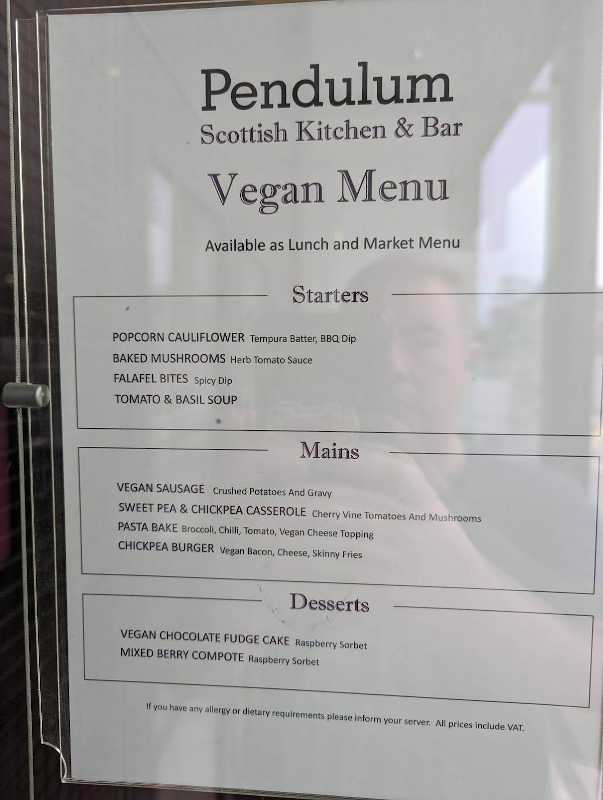 Menu at Pendulum Bar & Grill, Paisley