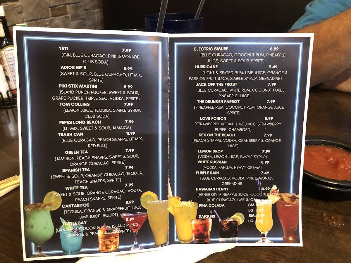 Menu at Pepe's Mexican Grill restaurant, Jamestown