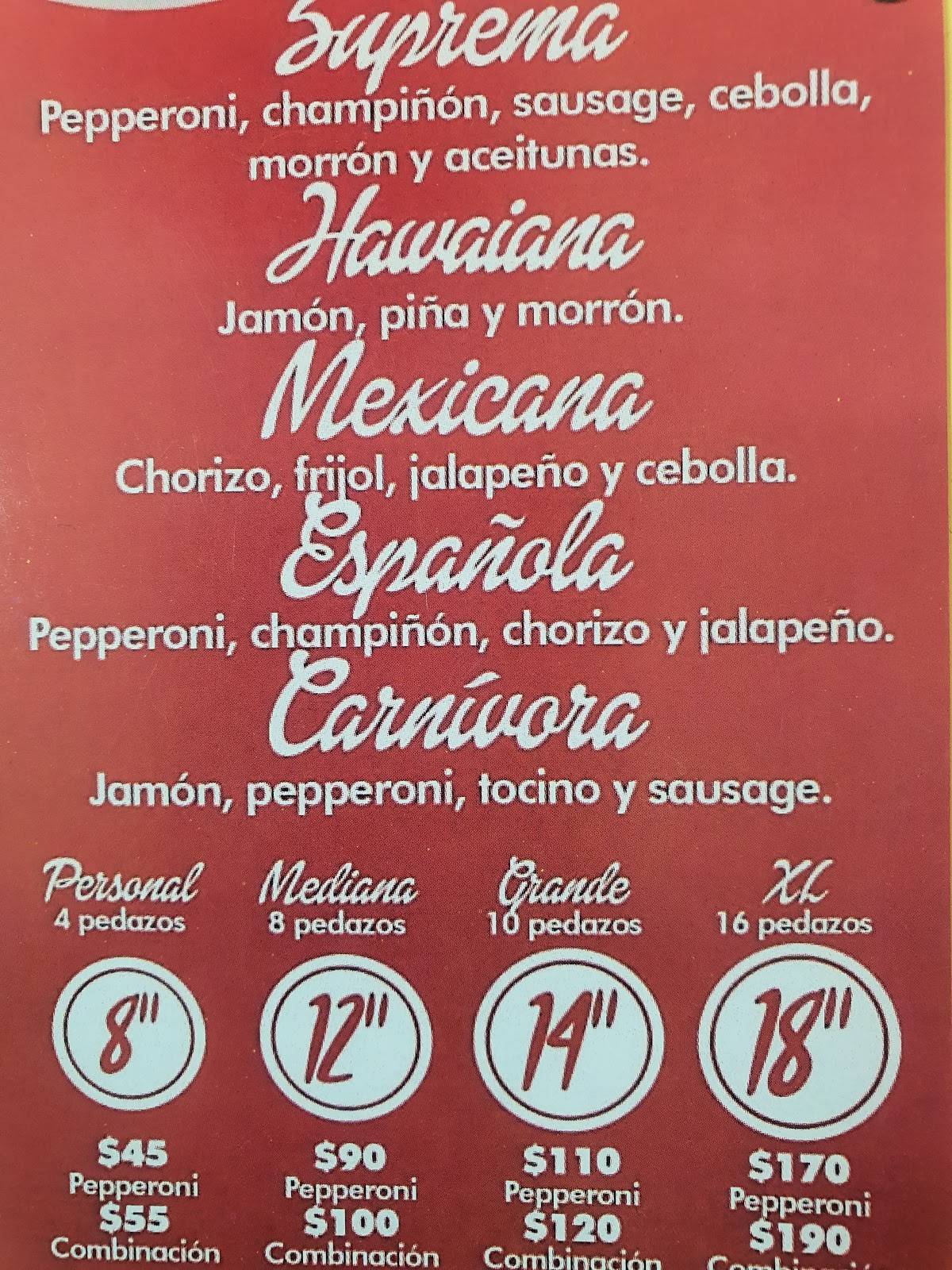 Carta del restaurante Pepperoni PIZZA, Mexicali, Calz Anáhuac 399-1