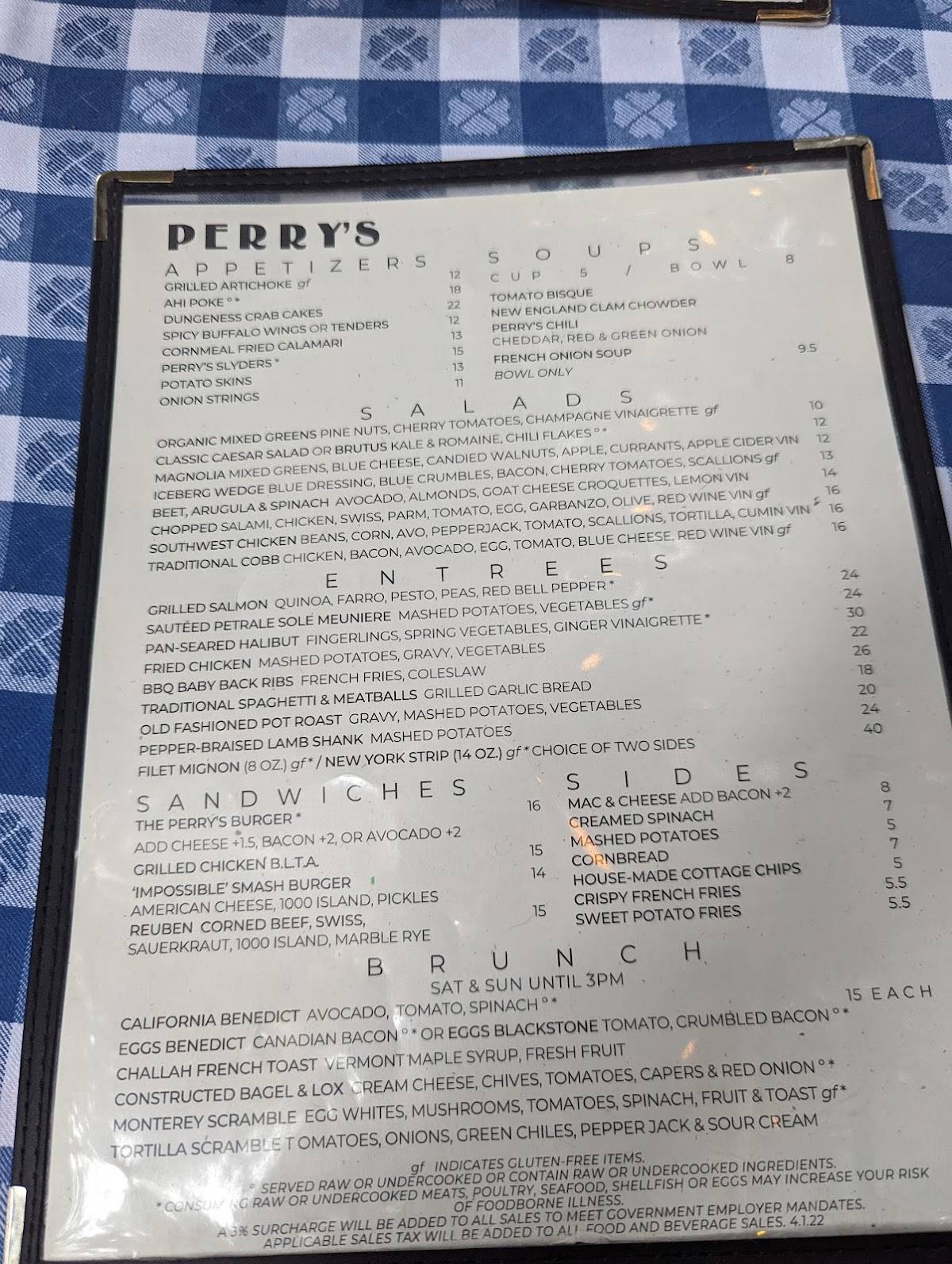 Menu at Perry's on Magnolia pub & bar, Larkspur