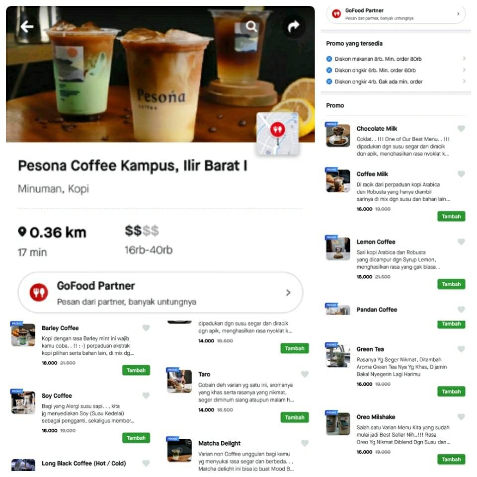 Menu at Pesona Coffee Kampus Palembang (Pesona Coffee Kampus Palembang ...