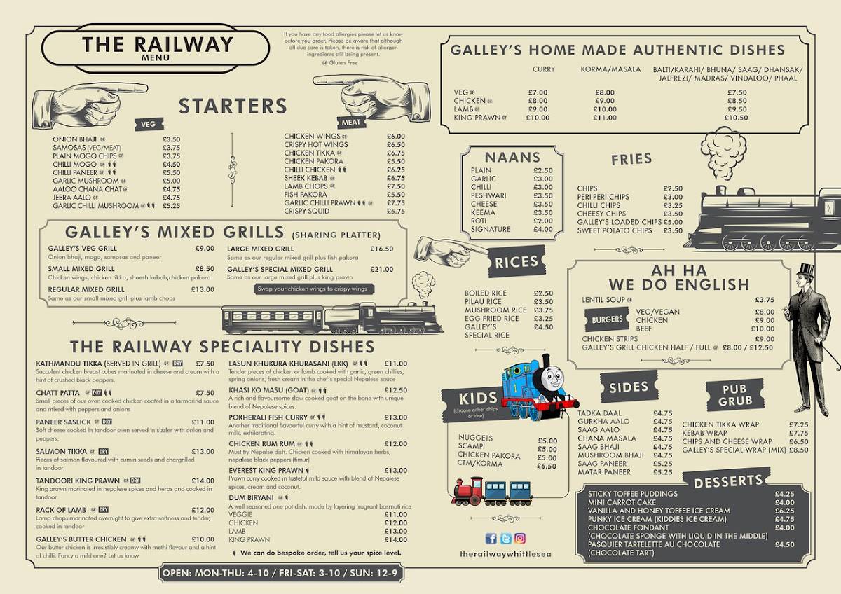 Menu at The Railway pub & bar, Peterborough