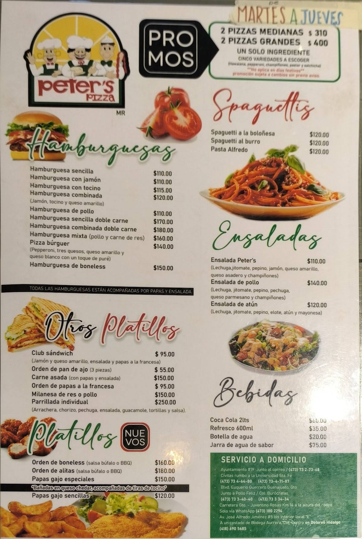 Carta del restaurante Peter’s Pizza, Marfil, Carr. Guanajuato ...