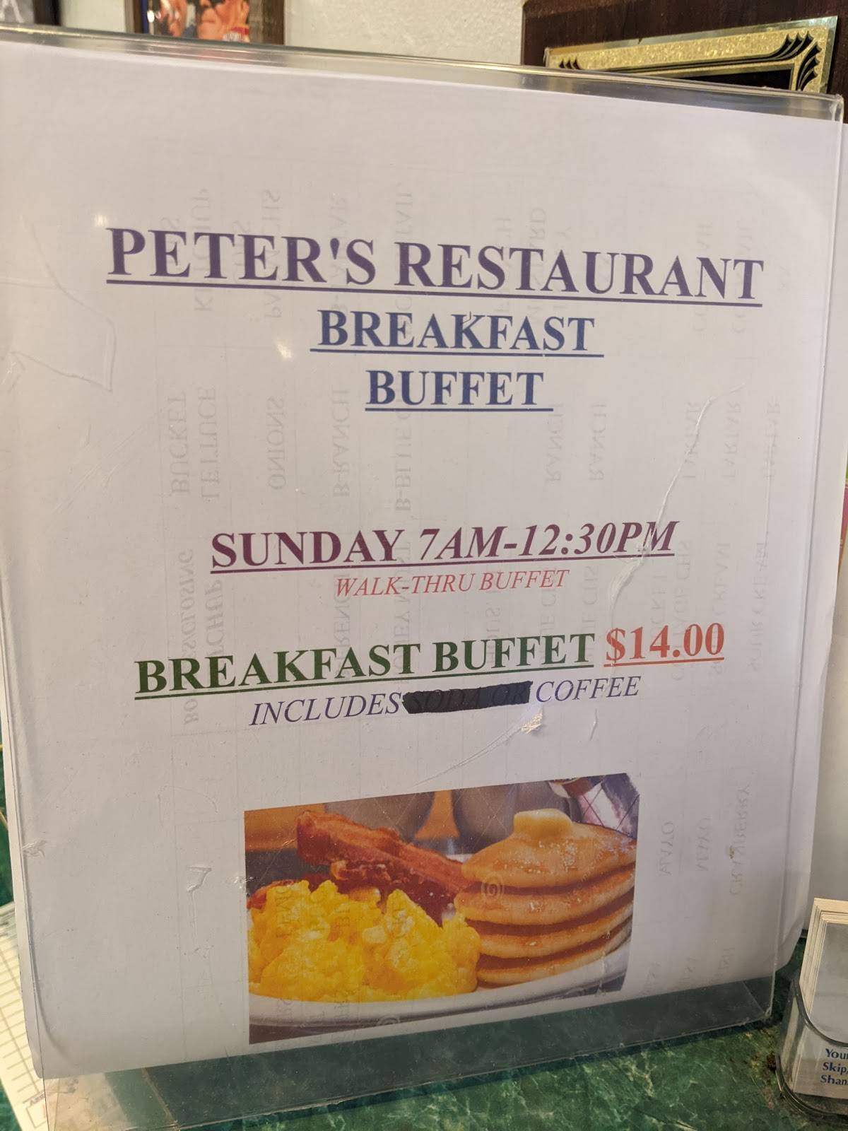 Menu at Peter's Restaurant, Port Charlotte