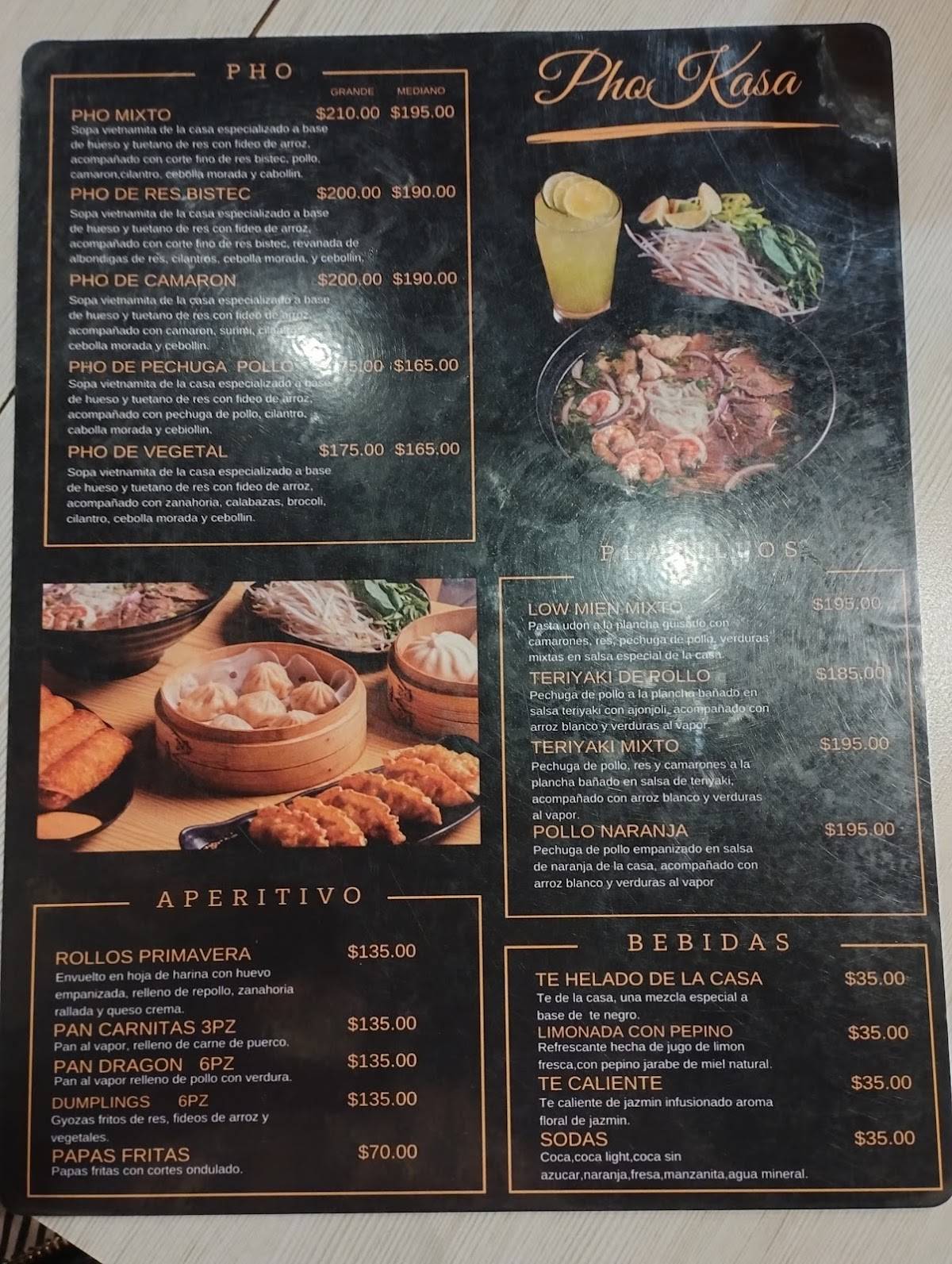 Carta del restaurante Pho Kasa, Tijuana, Blvd. Gustavo Díaz Ordaz Local 1