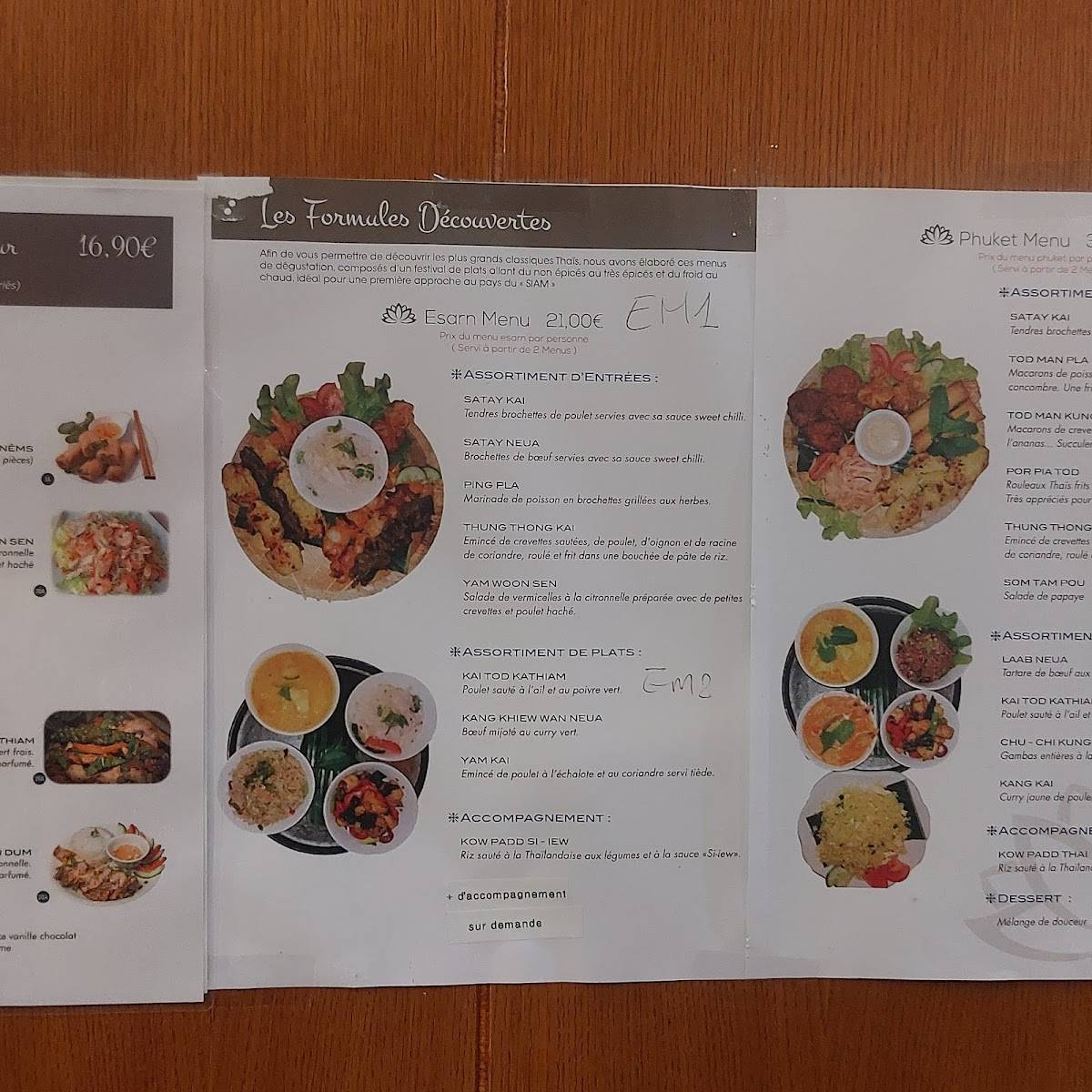 Carta del restaurante Phuket Thaï, Rambouillet