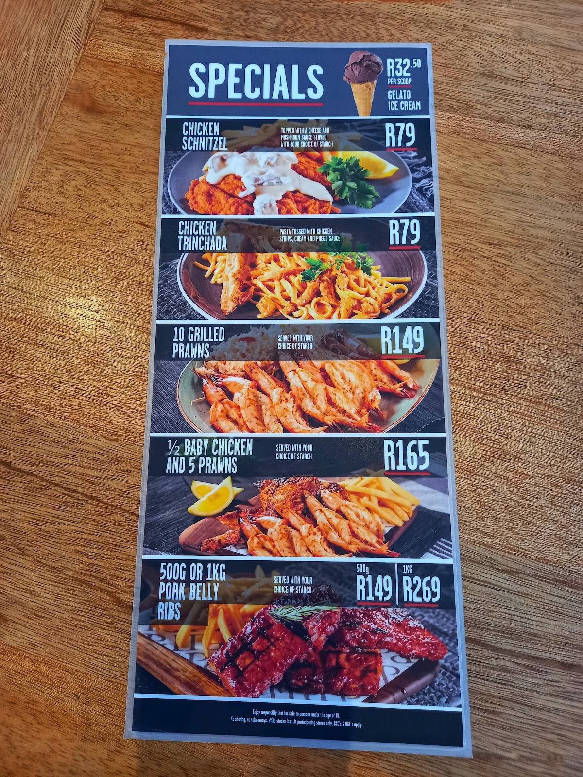Menu at Piatto Eastgate restaurant, Johannesburg, Eastgate Shopping Centre