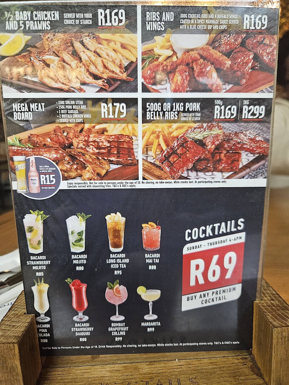 Menu at Piatto Eastgate restaurant, Johannesburg, Eastgate Shopping Centre